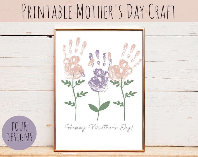 Mother's Day Handprint Art Printable Mother's Day Craft Handprint DIY ...