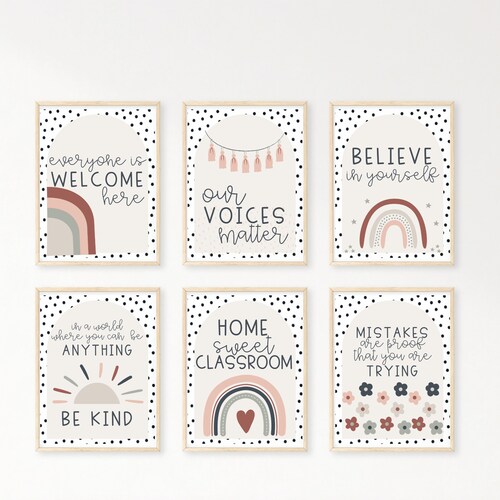 Boho Rainbow Number Posters Classroom Decor Classroom - Etsy