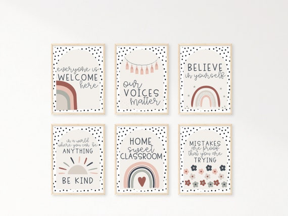 Boho Rainbow Motivational Posters Classroom Decor Classroom - Etsy