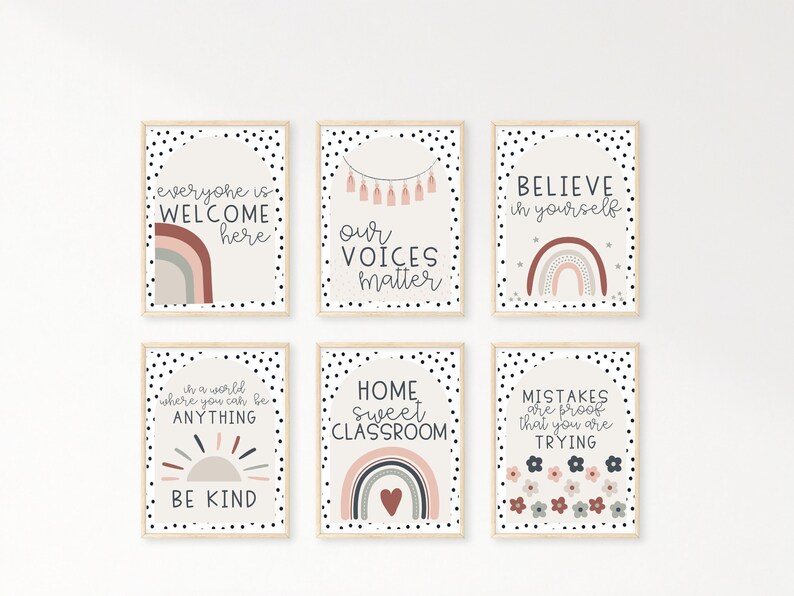 Boho Rainbow Motivational Posters Classroom Decor Classroom - Etsy
