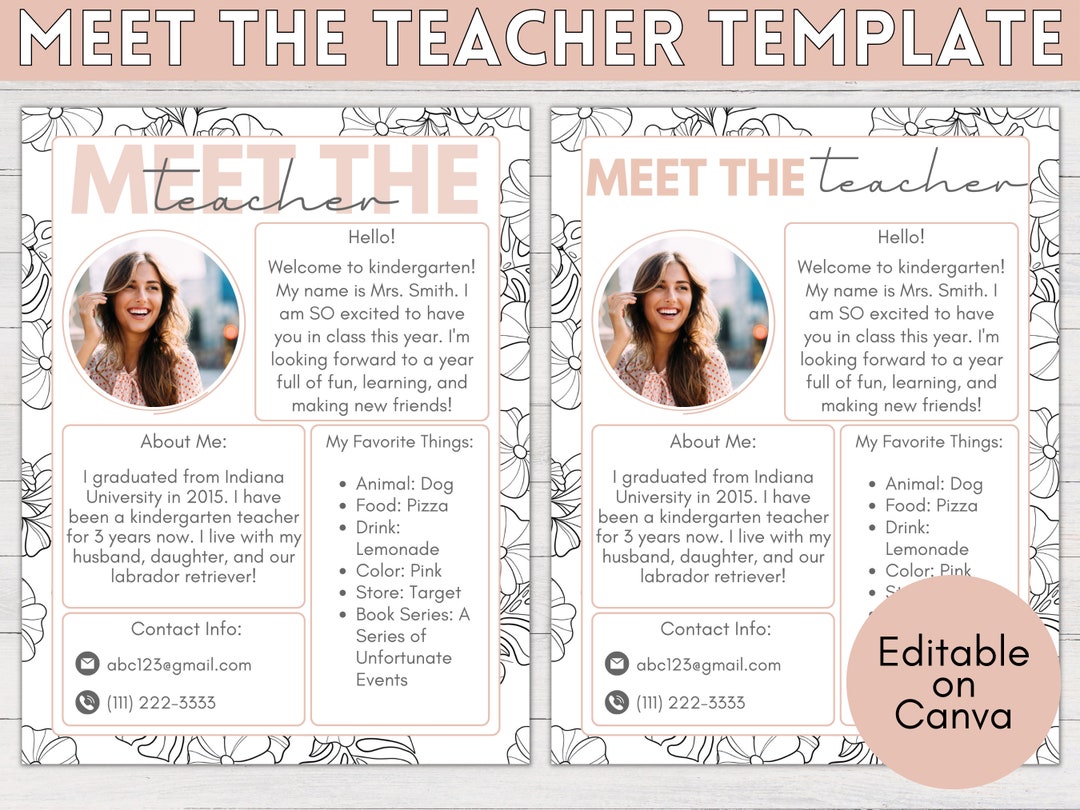 Floral Meet the Teacher Template | Back to School, Teacher Template ...