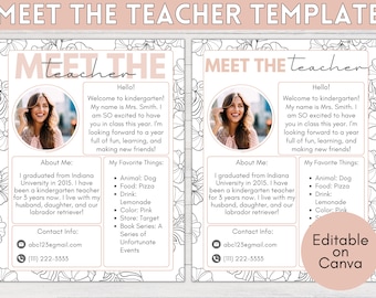 Back to School Meet the Teacher Open House CANVA EDITABLE pastel Floral ...