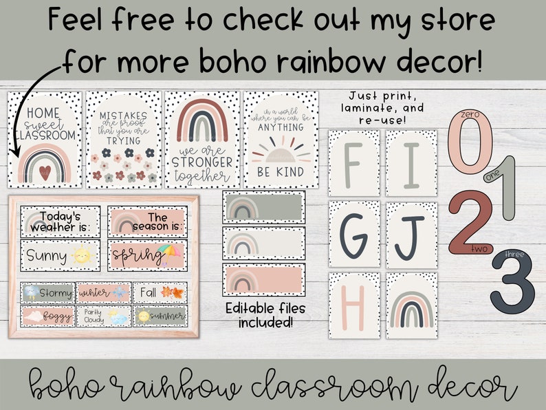 Boho Rainbow Shape Posters Polka-dot Classroom Decor - Etsy