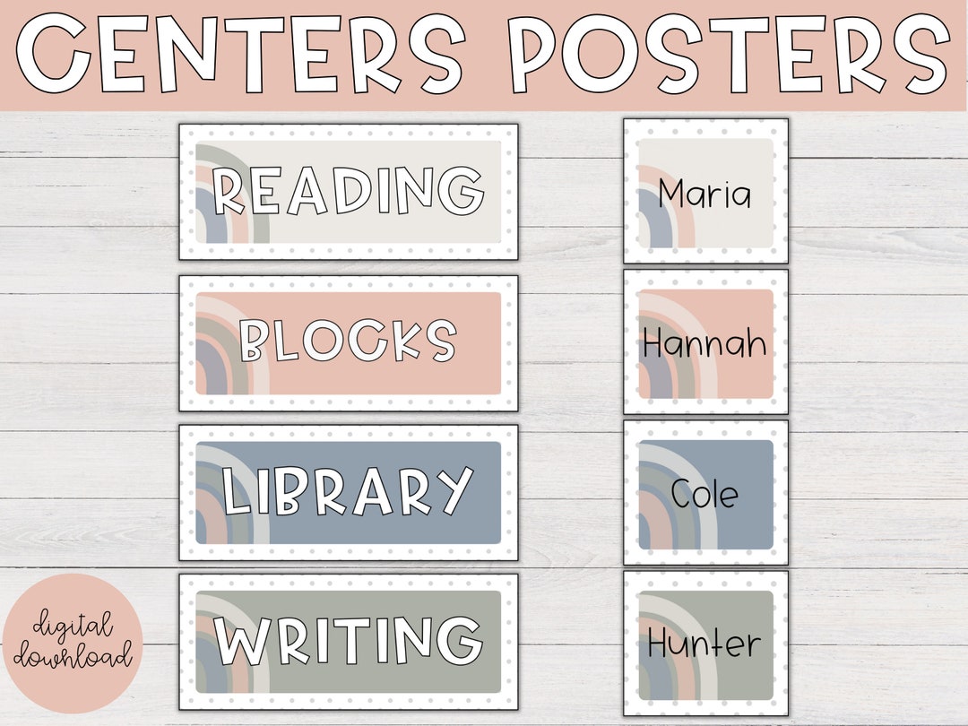 Center Signs | Boho Rainbow Center Signs, Printable Center Posters ...