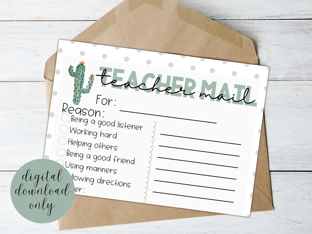 Printable Teacher Mail | Cactus, Cactus Classroom, Back to School ...