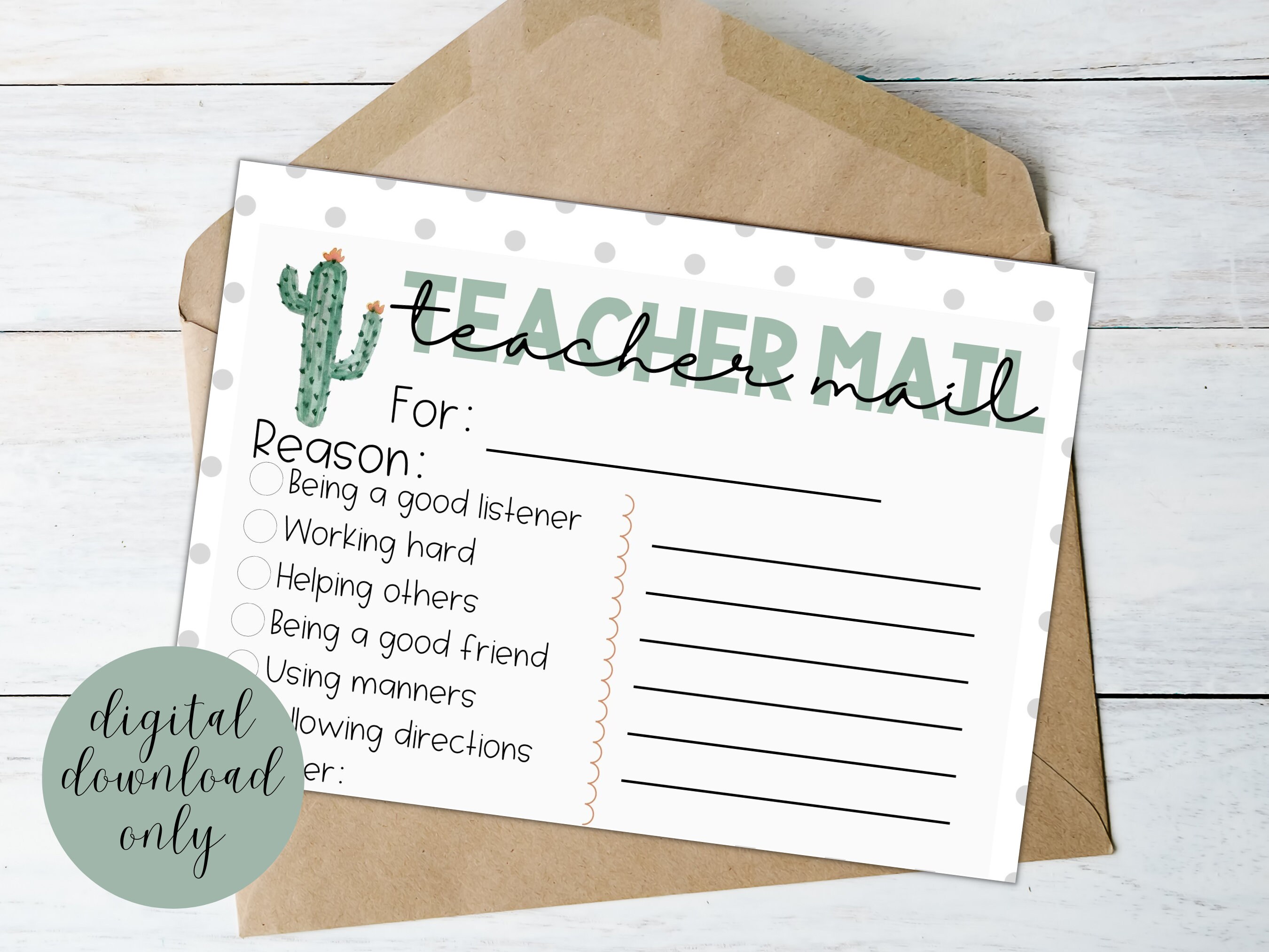Printable Teacher Mail Cactus, Cactus Classroom, Back to School, Happy ...