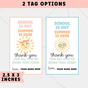 Last Day of School Gift Tags | Editable and Printable Teacher Gift Tag ...