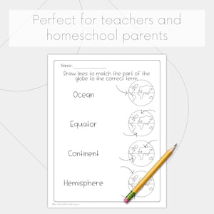 Parts of a Globe Worksheets for First Grade | Printable Globe Worksheet ...