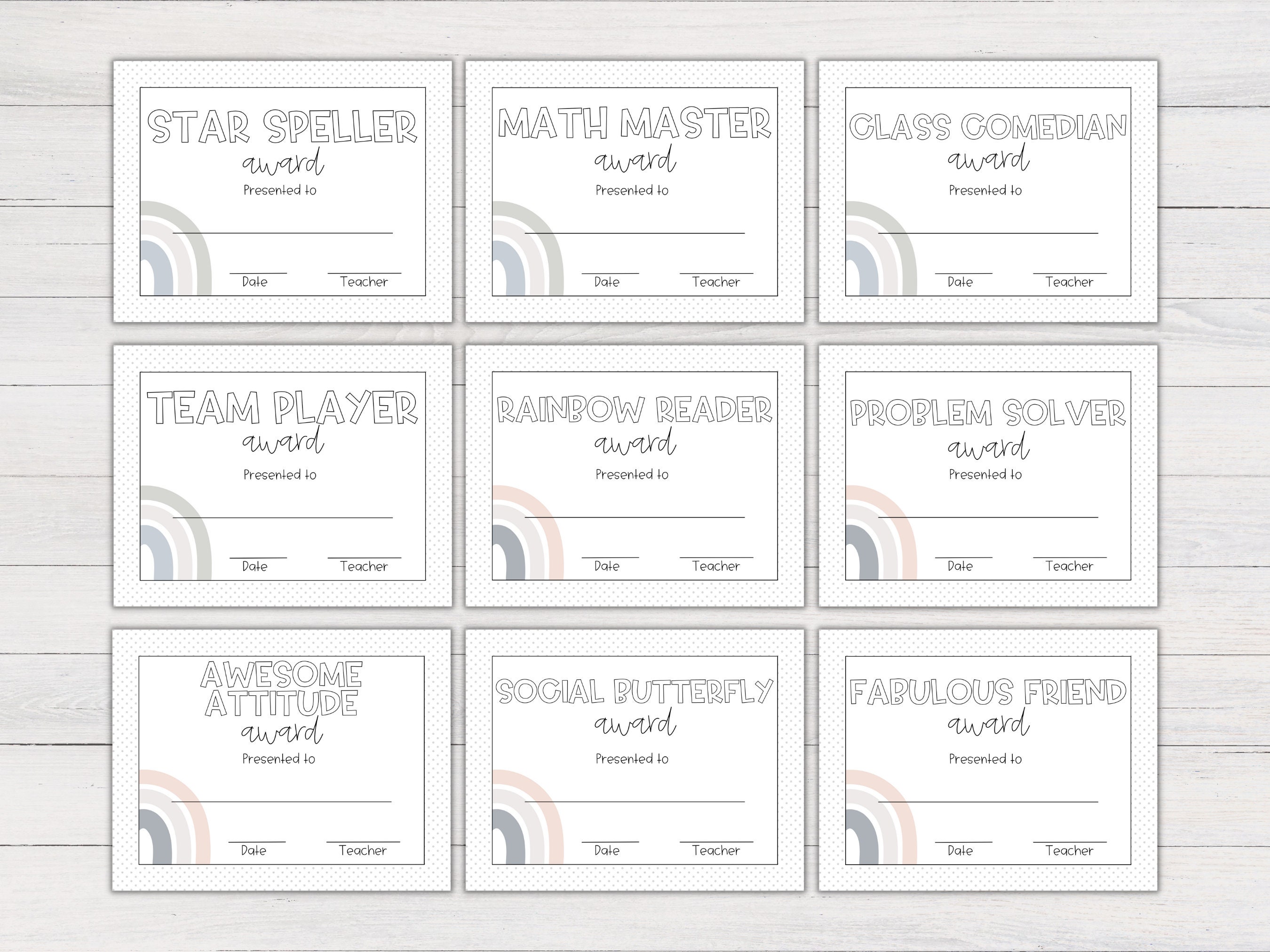 End of the Year Awards | Classroom Awards, Boho Rainbow Classroom, End ...