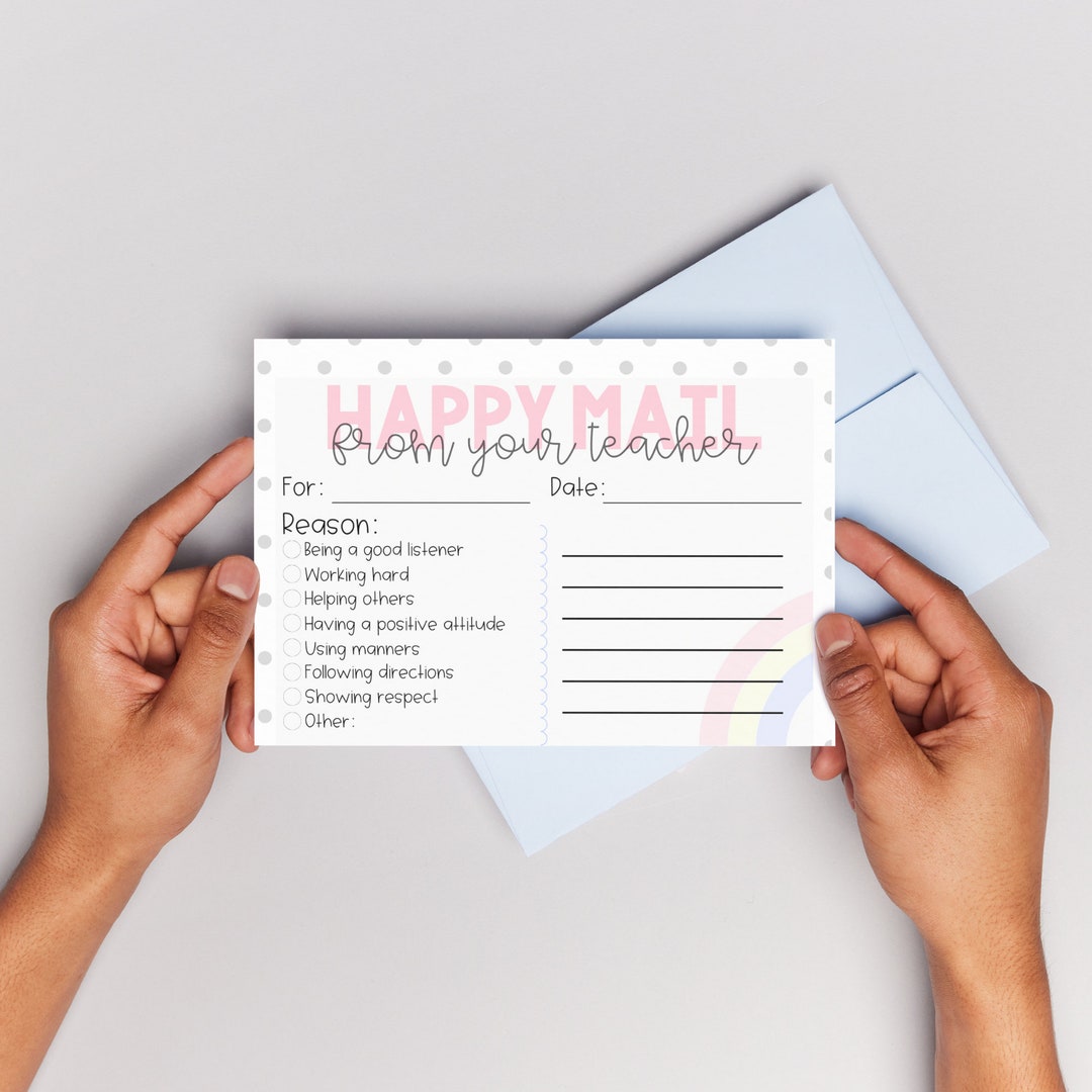 Teacher Happy Mail | Pastel Rainbow, Back to School, Teacher Printable ...