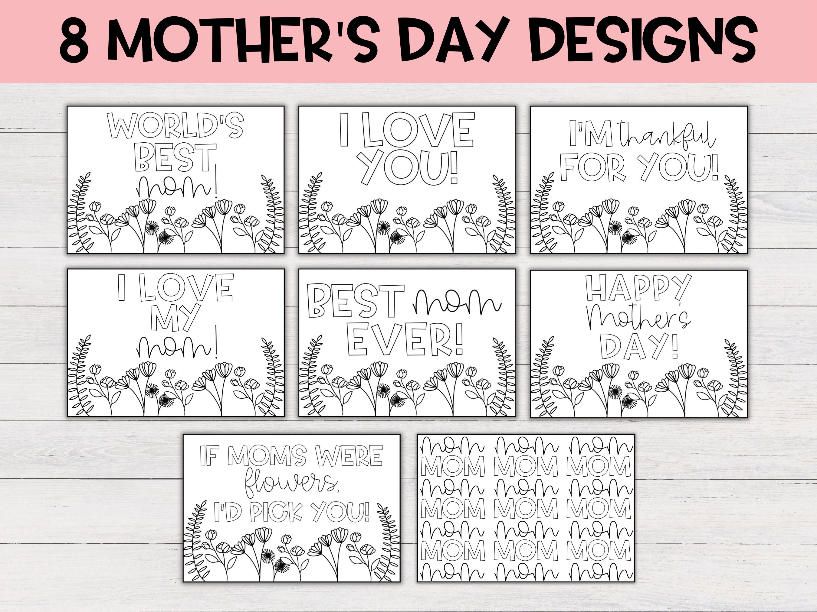 Mother's Day Coloring Cards | Printable Mothers Day Cards, Mothers Day ...