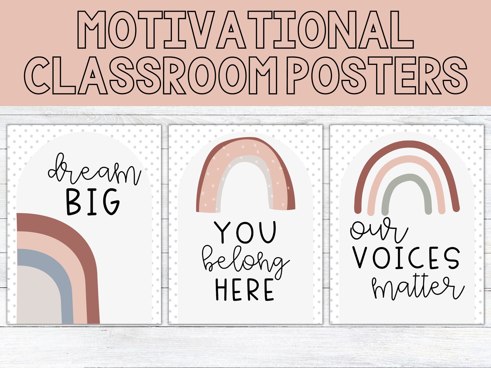 Boho Rainbow Motivational Posters | Classroom Decor, Classroom Posters ...