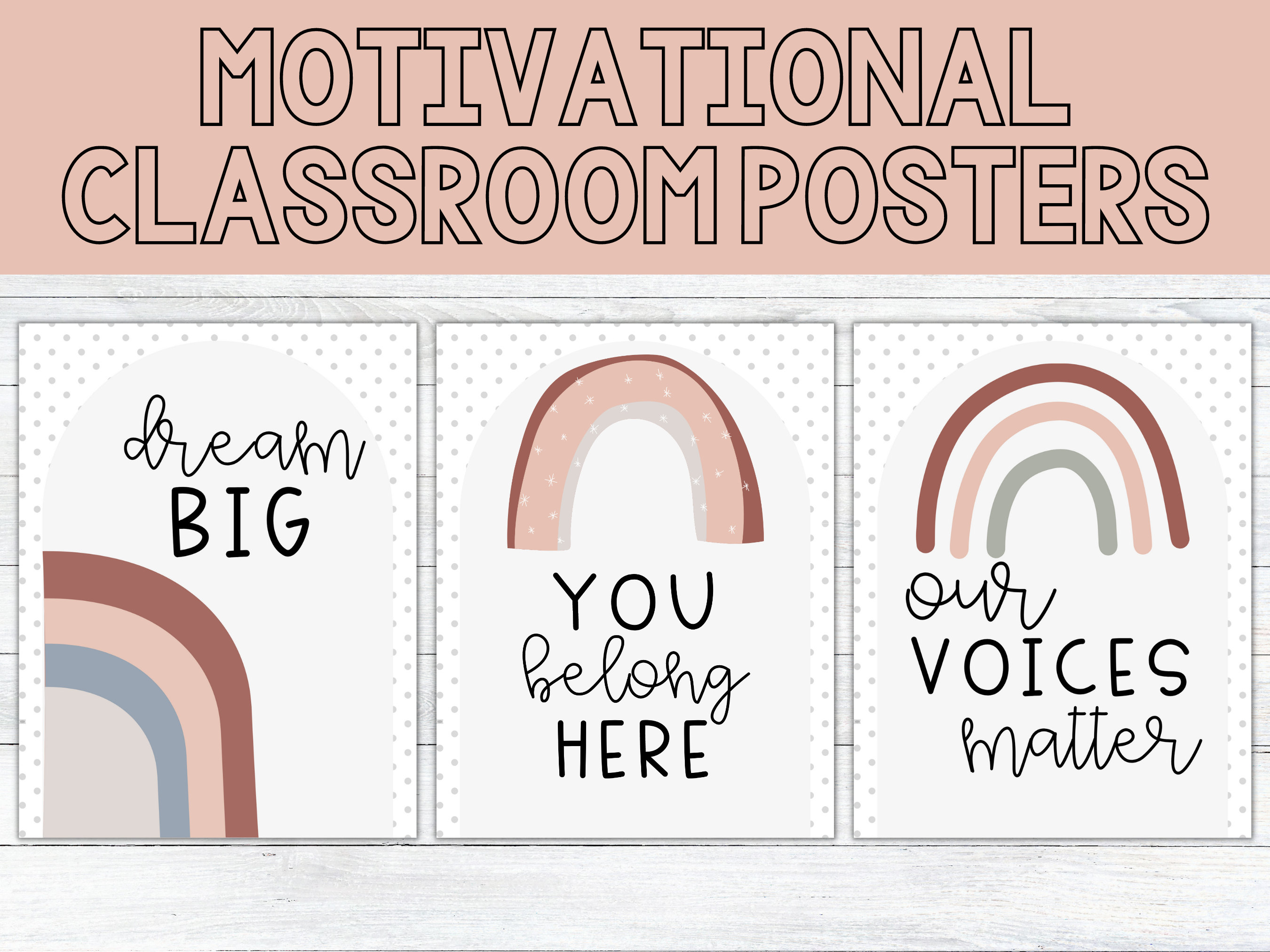 Boho Rainbow Motivational Posters | Classroom Decor, Classroom Posters ...