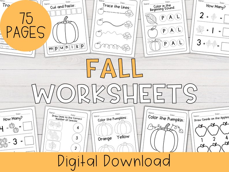 Fall Worksheet Bundle Preschool and Kindergarten | Homeschool ...