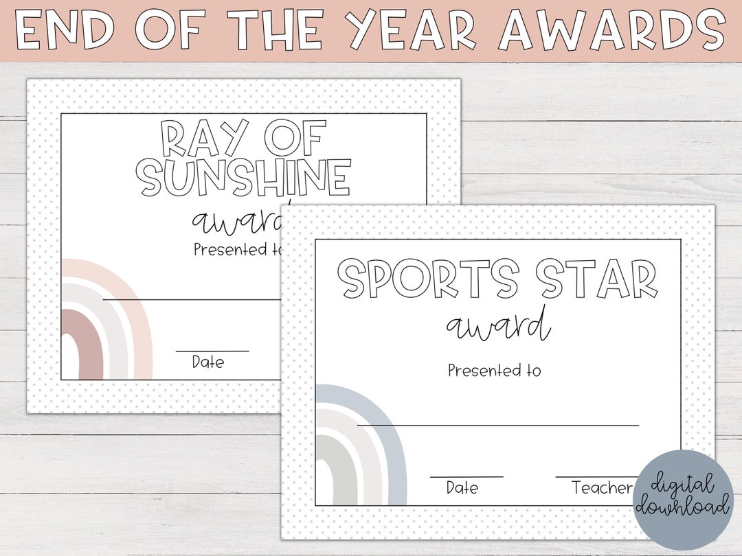 End of the Year Awards | Classroom Awards, Boho Rainbow Classroom, End ...