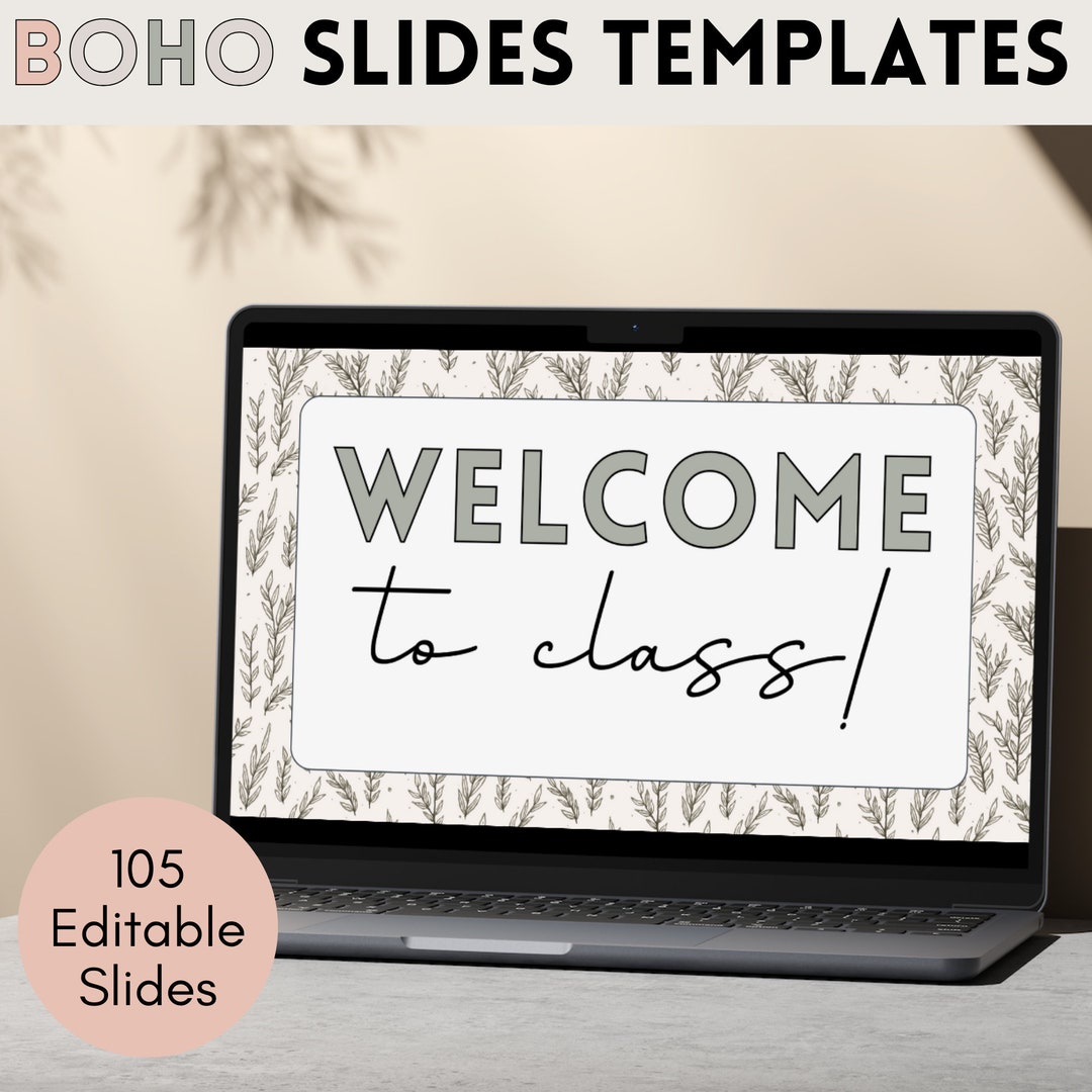 Editable Boho Greenery Slides Templates | Powerpoint Slides Template ...