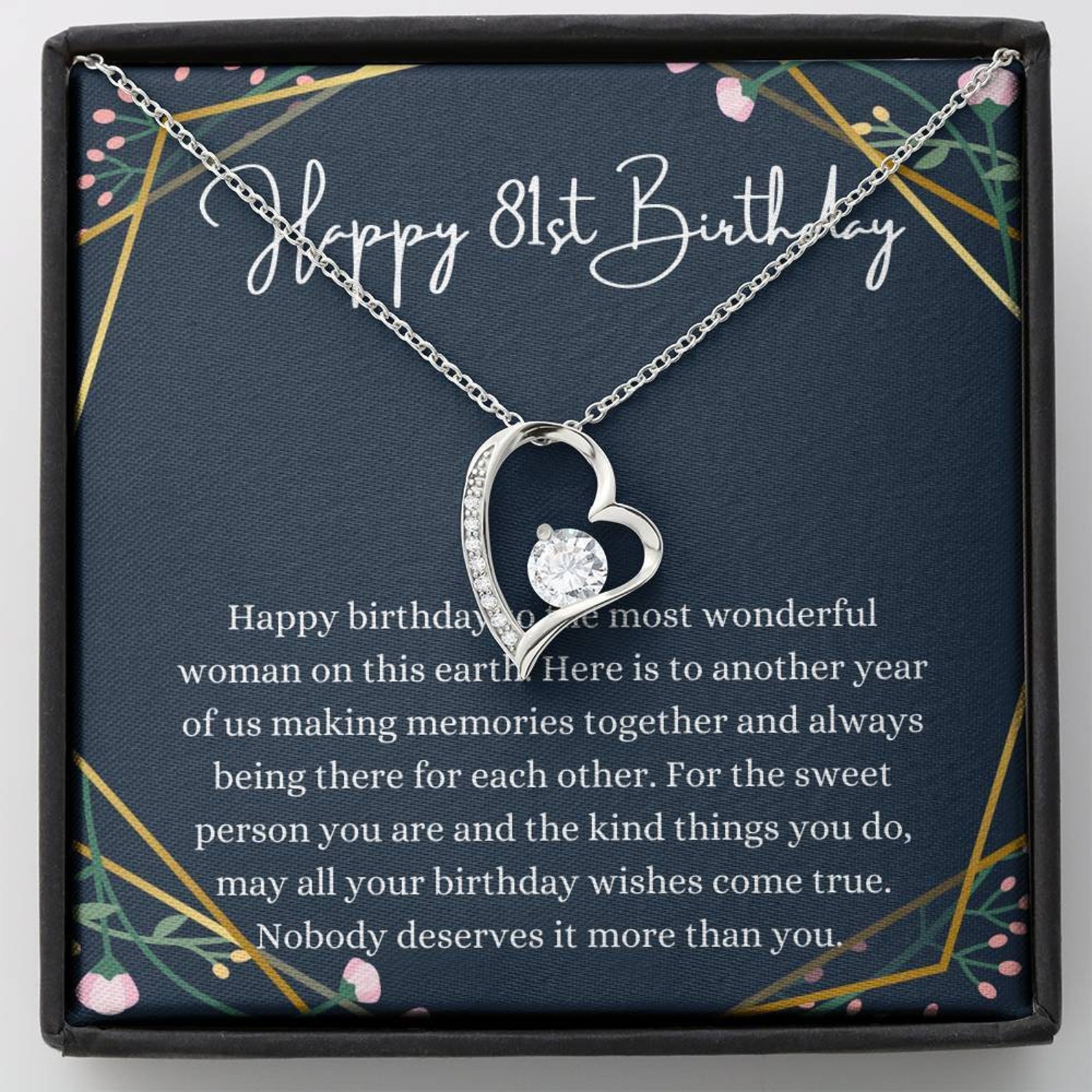 Heart Happy 81st Birthday Necklace With Message Card Gift - Etsy