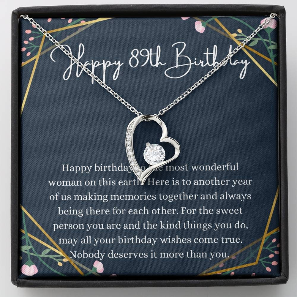 Heart Happy 89th Birthday Necklace With Message Card Gift | Etsy