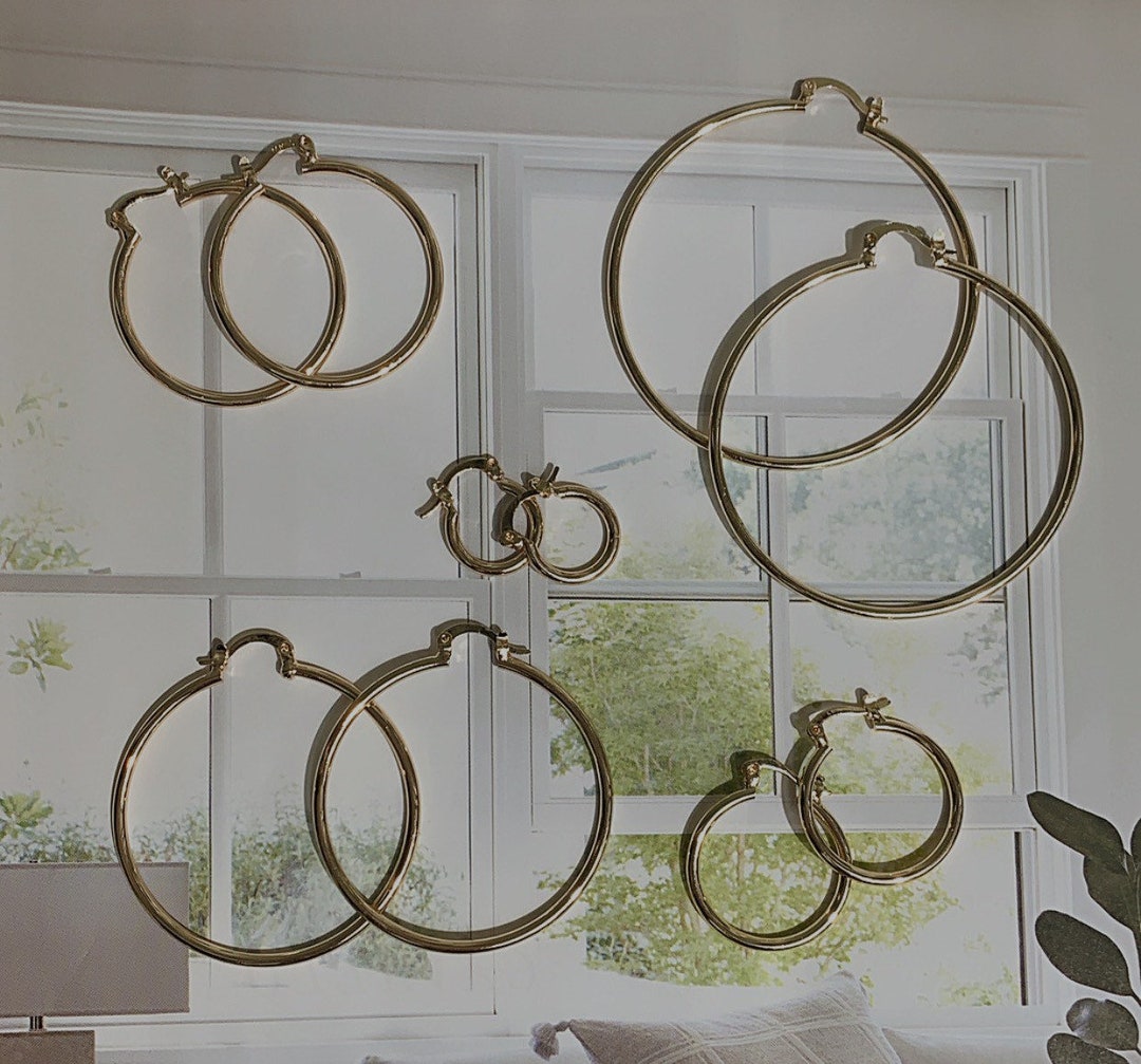 Thin Hoops Variety Sizes 18K Gold Layered. - Etsy