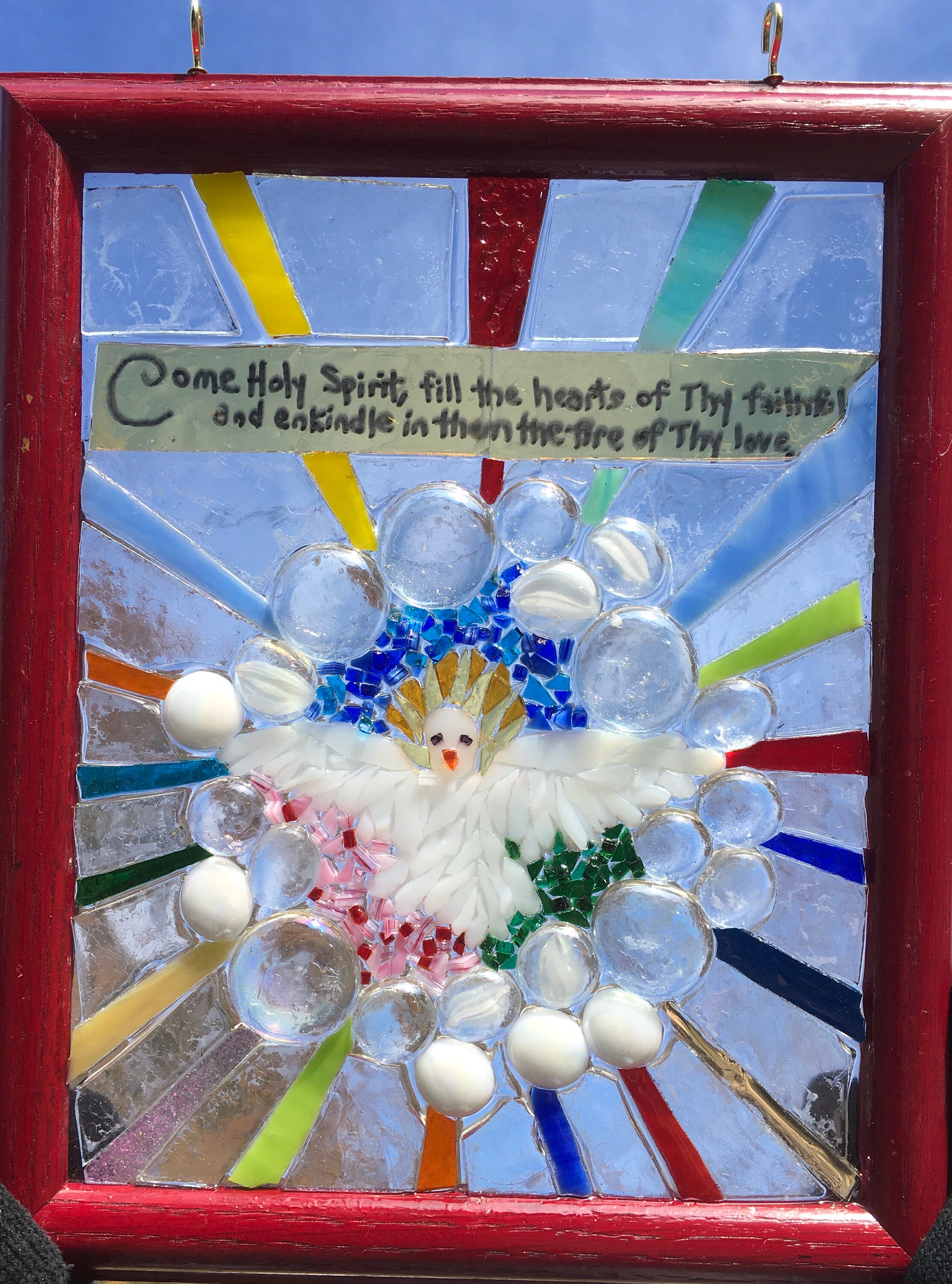 Dove Stained Glass Mosaic Suncatcher, Bible Verse, Clouds - Etsy