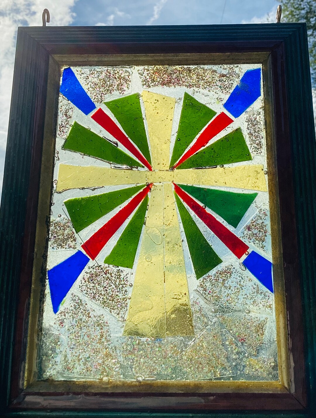 Cross Stained Glass Mosaic Suncatcher, Framed - Etsy
