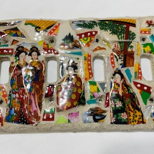 Japanese Mosaic 4 Toggle Light Switch Plate Cover, Geisha Girl - Etsy