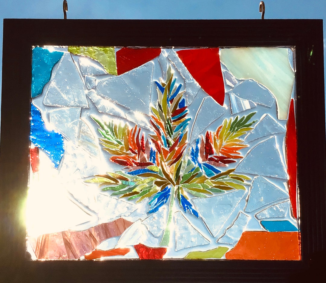Marijuana Leaf Stained Glass Mosaic Suncatcher - Etsy