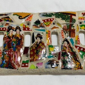 Japanese Mosaic 4 Toggle Light Switch Plate Cover, Geisha Girl - Etsy