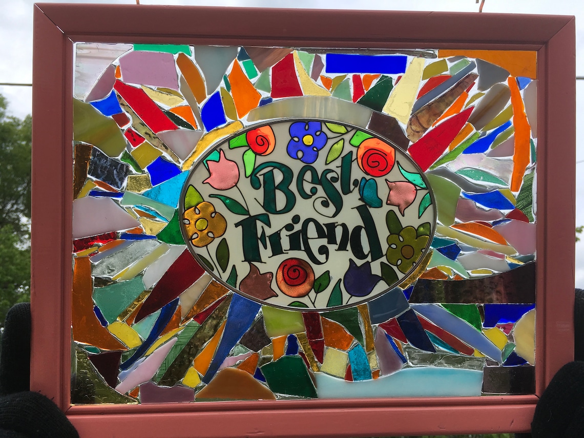 Best Friend Stained Glass Mosaic Suncatcher Gift Handmade | Etsy