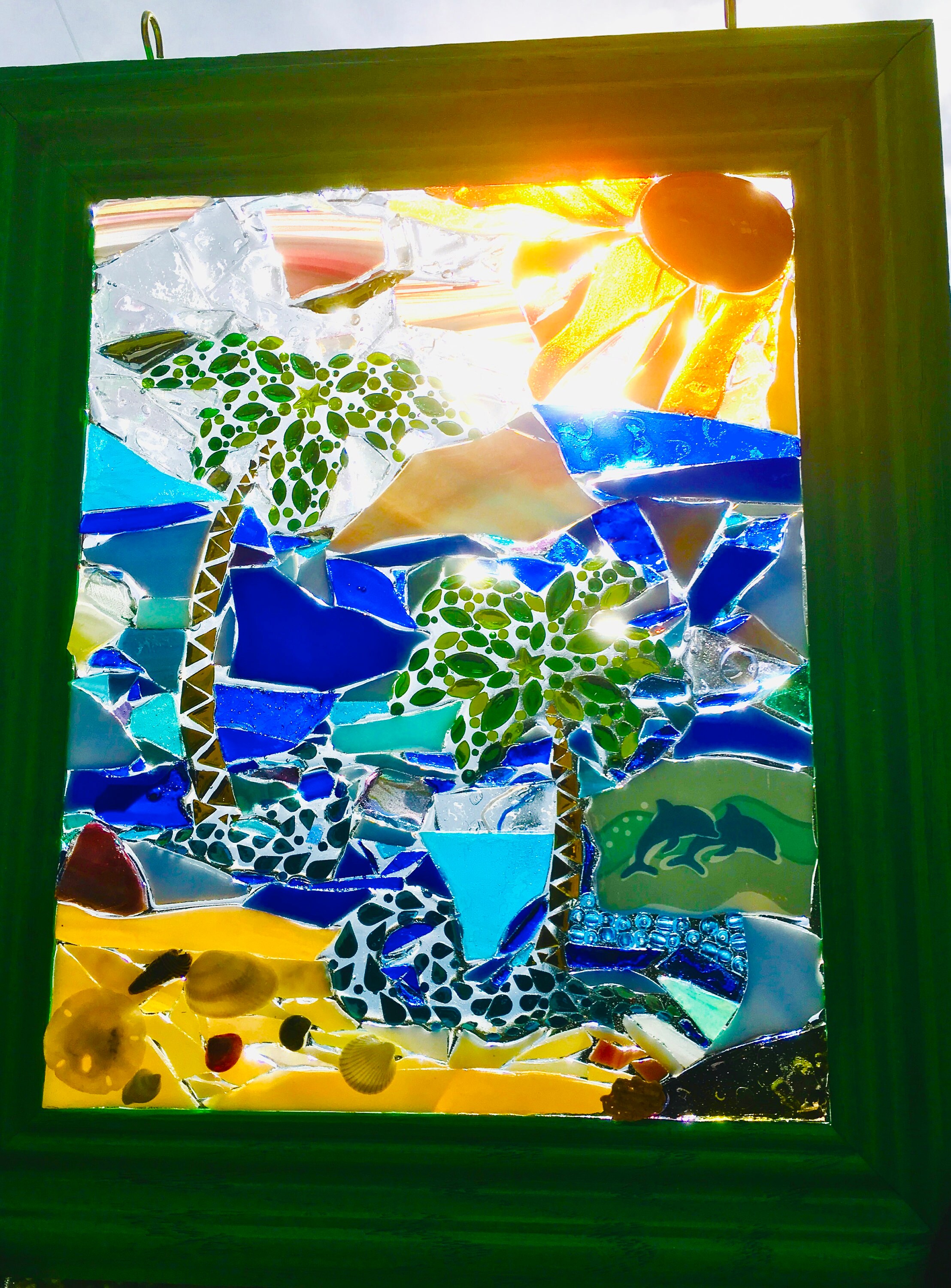 Tropical Beach Stained Glass Mosaic Suncatcher - Etsy