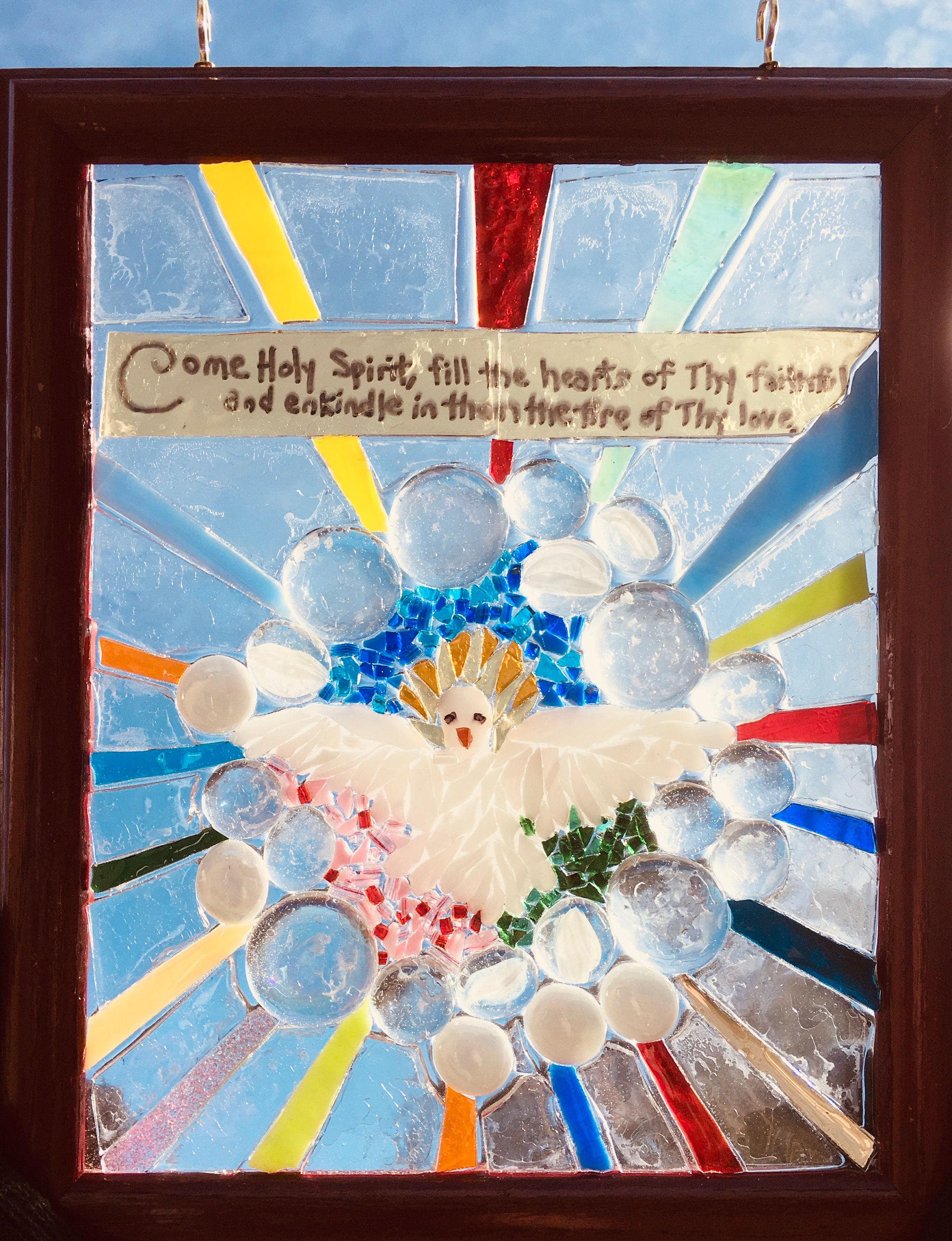 Dove Stained Glass Mosaic Suncatcher, Bible Verse, Clouds - Etsy