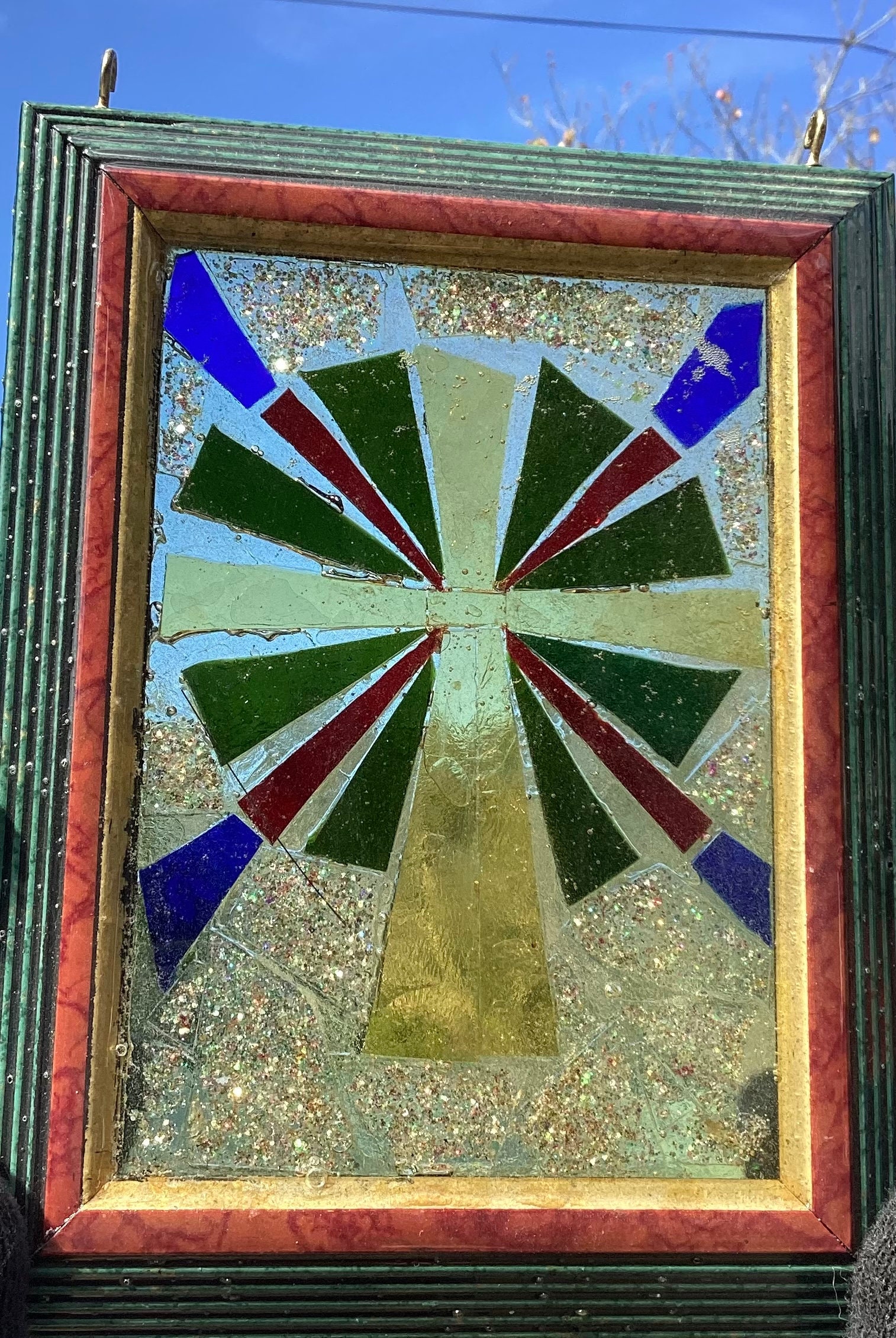 Cross Stained Glass Mosaic Suncatcher, Framed - Etsy