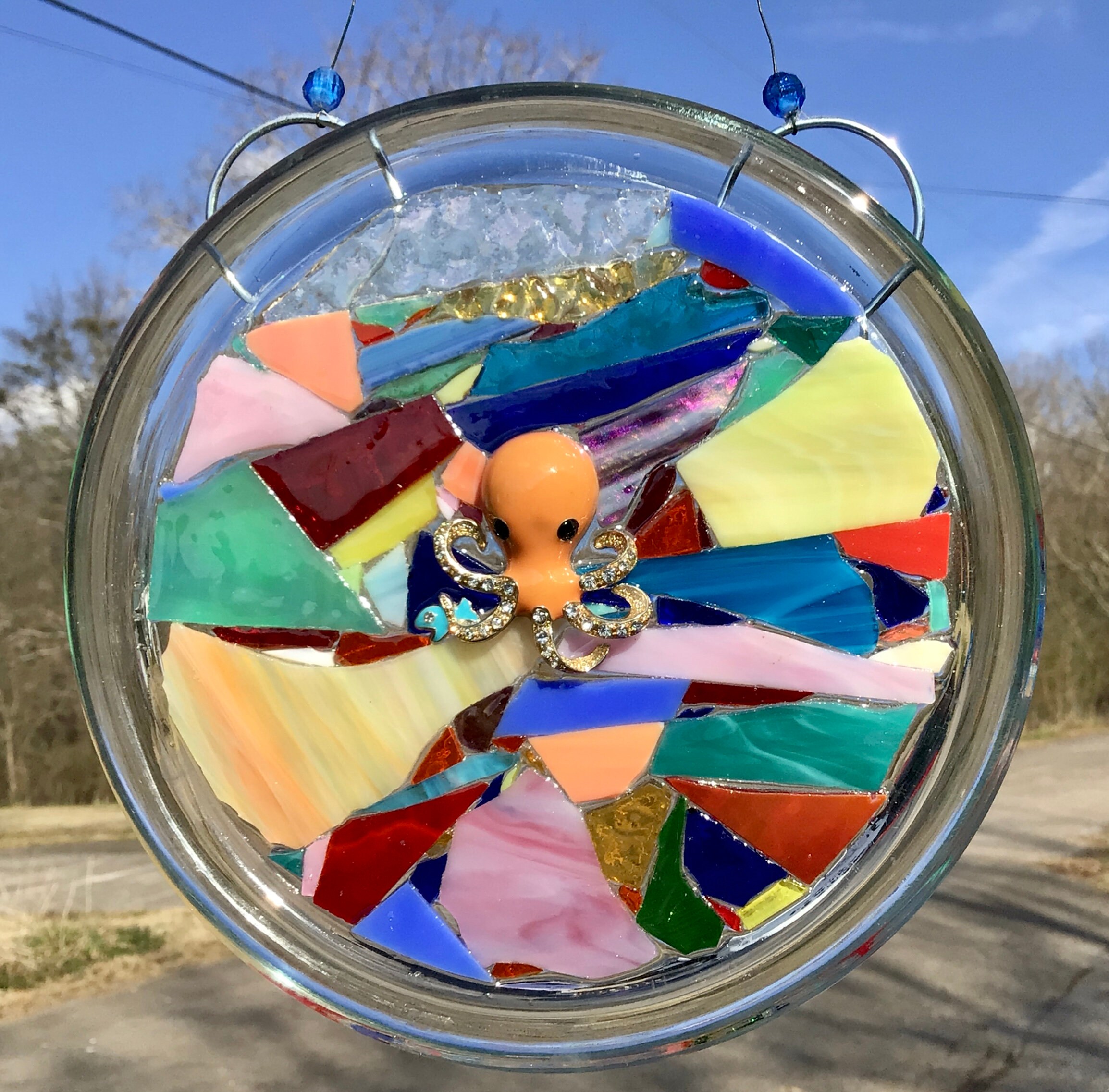 Octopus Stained Glass Mosaic Suncatcher - Etsy