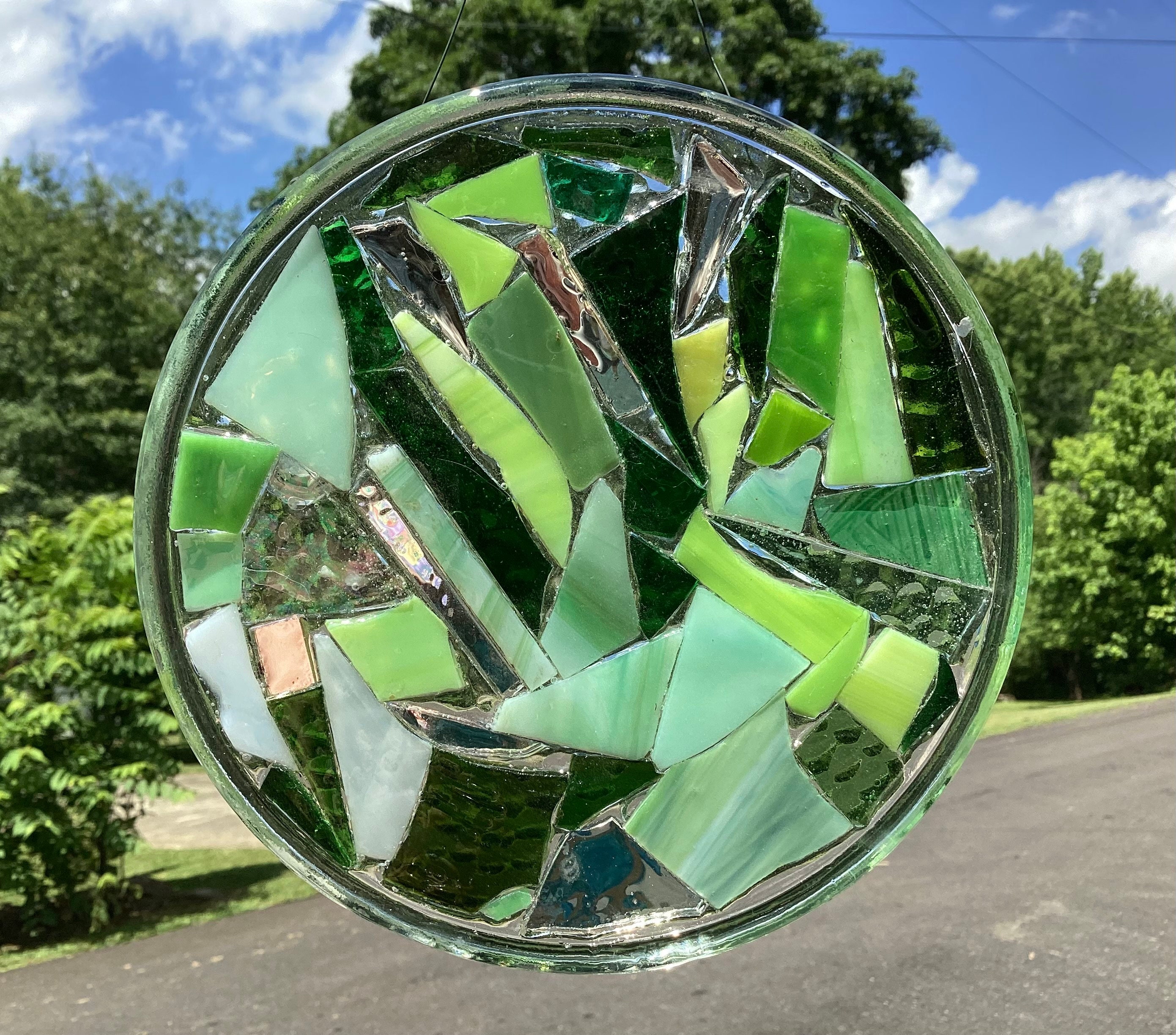 Green Stained Glass Mosaic Suncatcher - Etsy