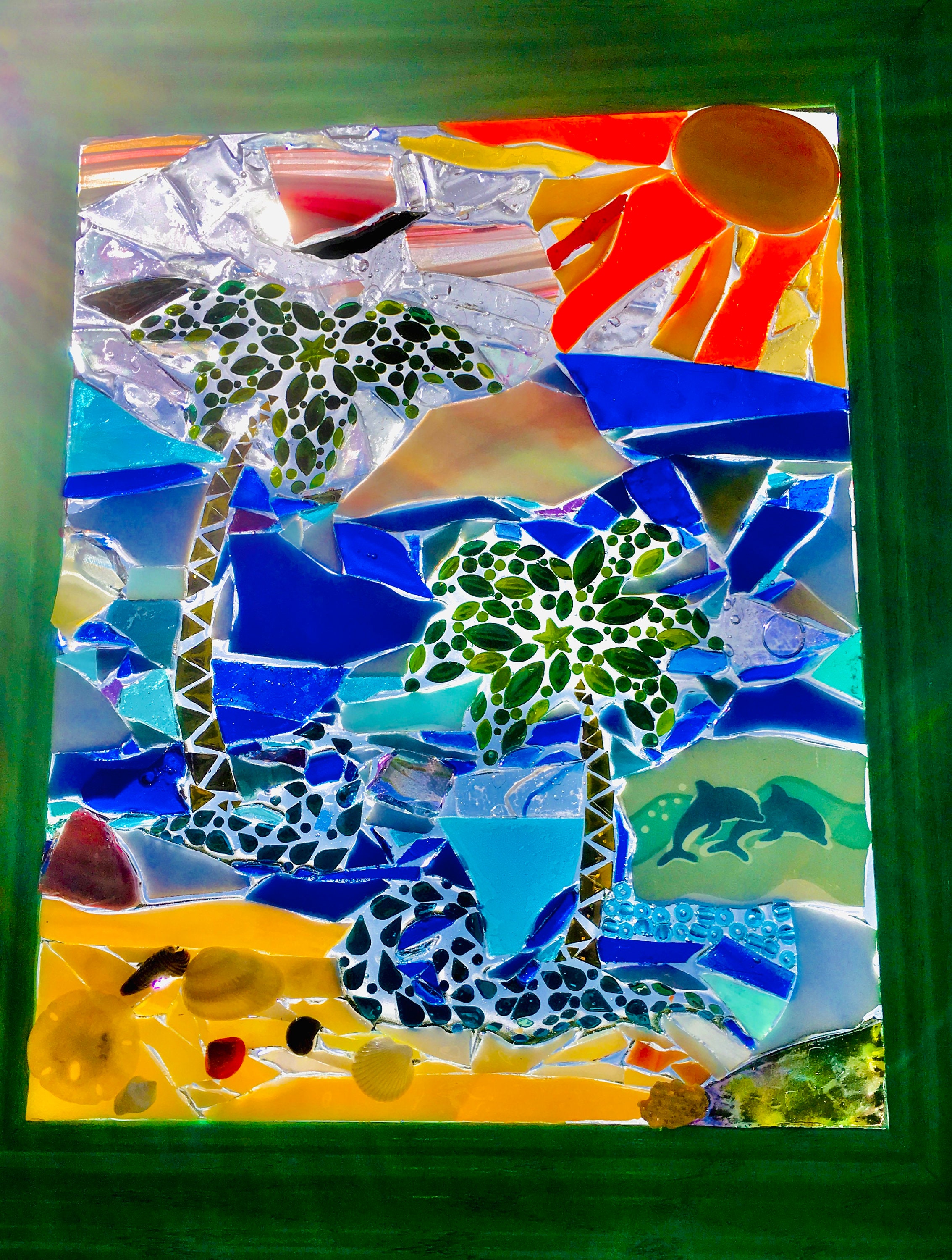 Tropical Beach Stained Glass Mosaic Suncatcher - Etsy