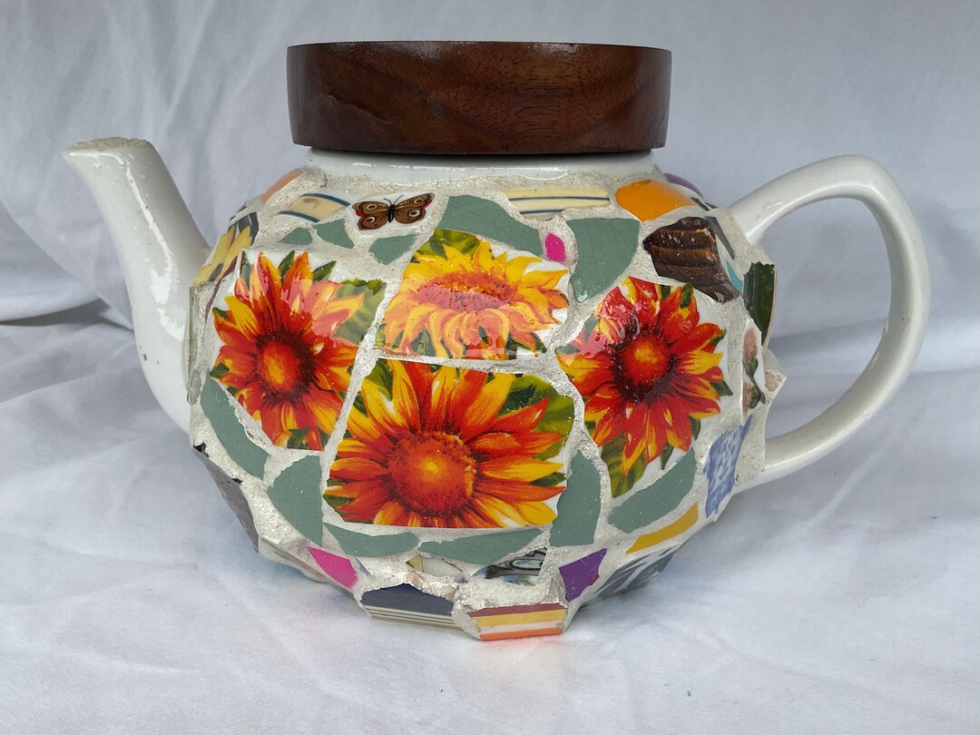 Sunflower Teapot Mosaic Urn - Etsy