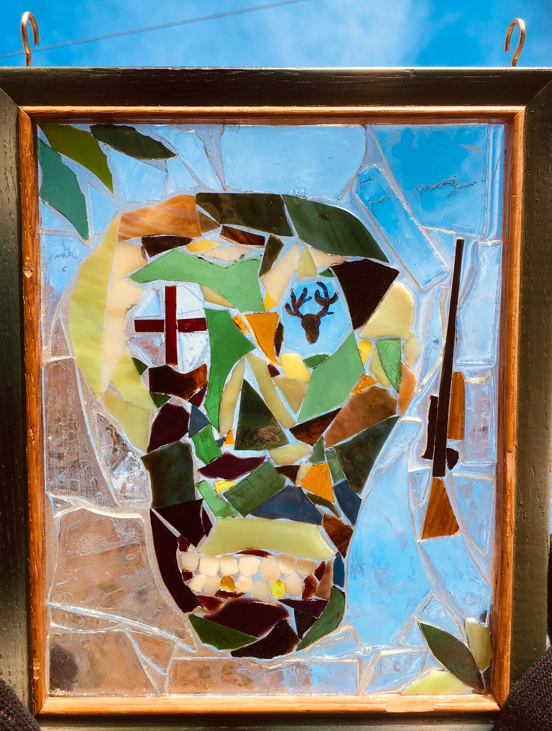 Skull Stained Glass Mosaic Suncatcher, Hunting, Hunter Gift - Etsy
