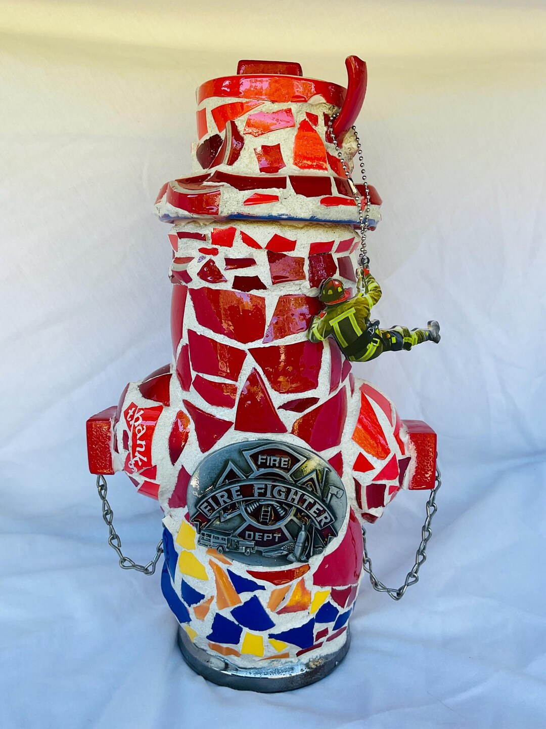 Firefighter Cremation Urn Mosaic Vase, Firefighter, First Responder ...