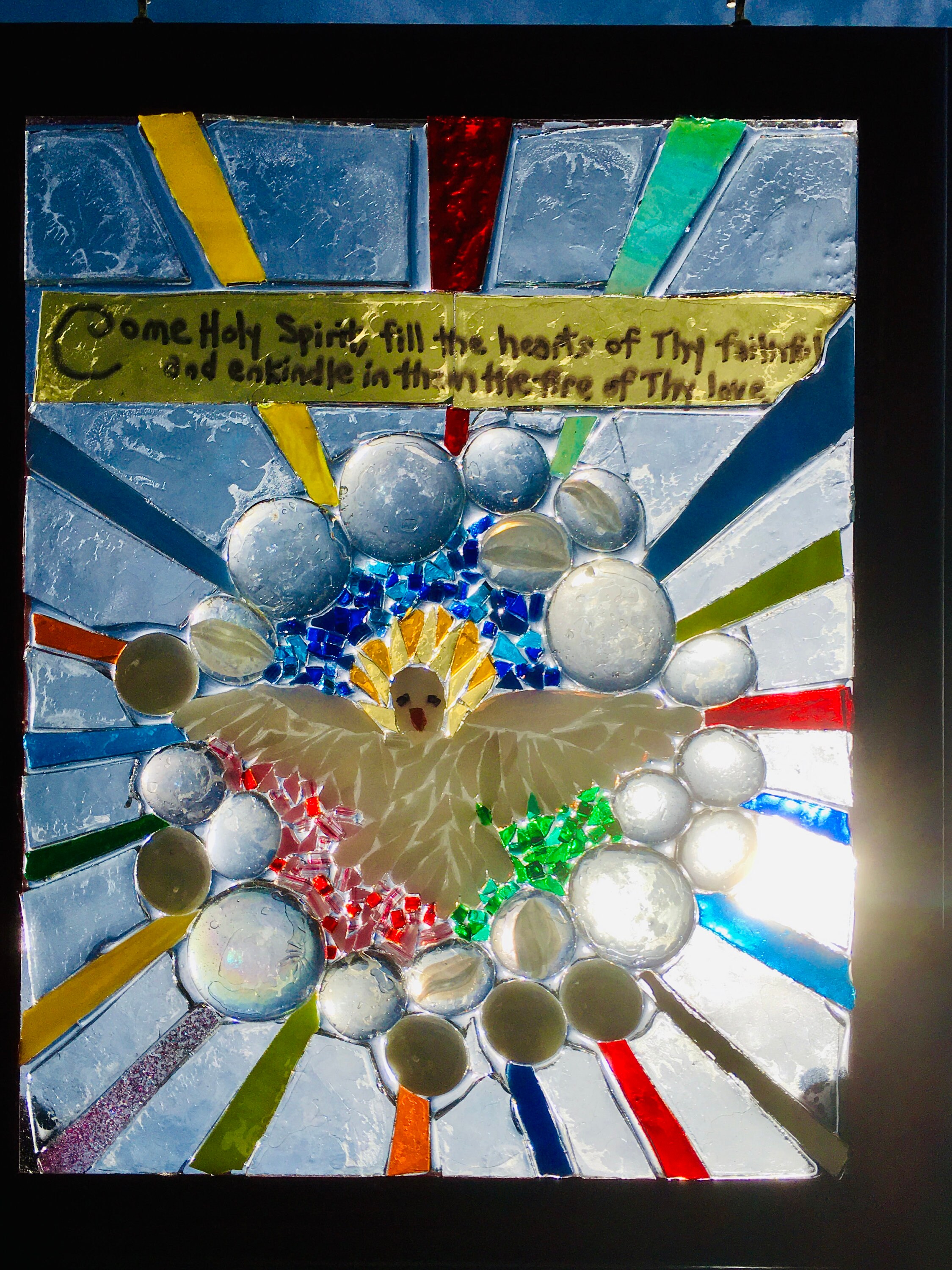Dove Stained Glass Mosaic Suncatcher, Bible Verse, Clouds - Etsy