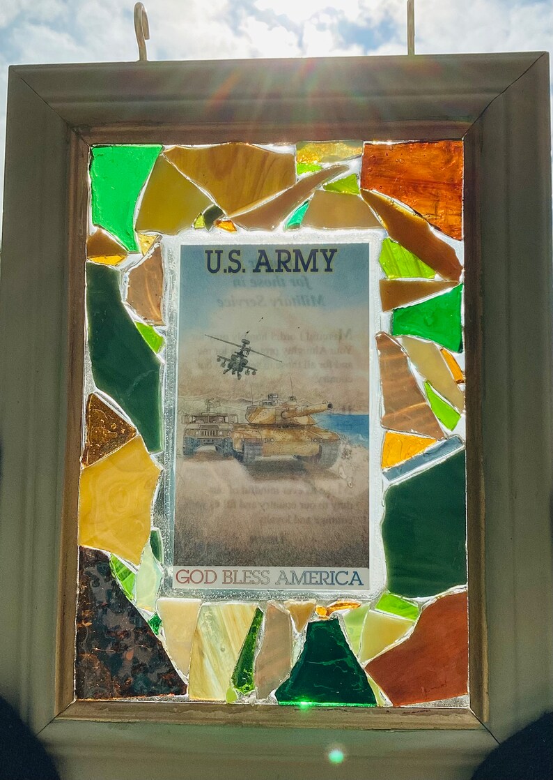 Soldier Praying Mosaic Stain Glass Suncatcher - Etsy