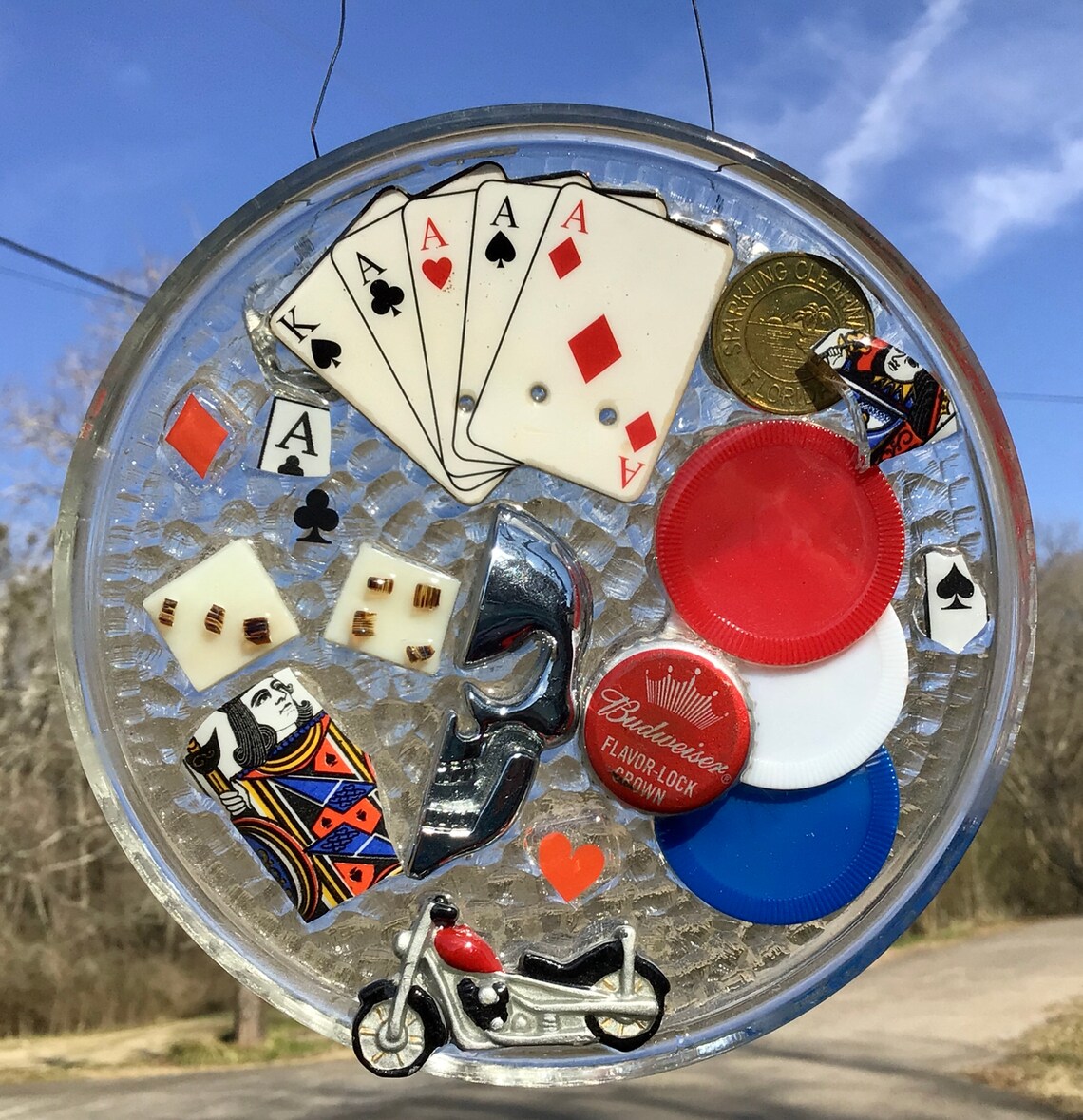 Motorcycle Stained Glass Mosaic Suncatcher, Biker Gift, Gift for Dad ...
