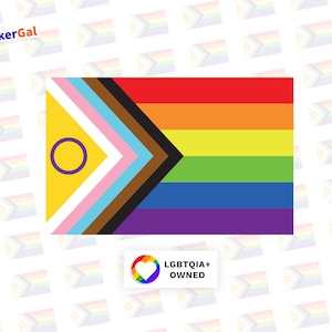 Progress Pride Flag Bumper Sticker | Intersex Inclusive 2021 Progress ...