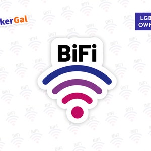 Bisexual Pride Tech Industry Work Sticker "bifi" Wifi | Bi Pride Funny ...