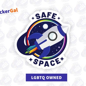 Safe Space Sticker Outer Space Themed Door Decal | LAMINATED | Safe ...