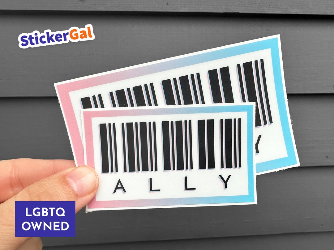 Trans Ally Pride Barcode Water Bottle Stickers | Trans Ally Pride LGBTQIA+ Stickers | Queer ...