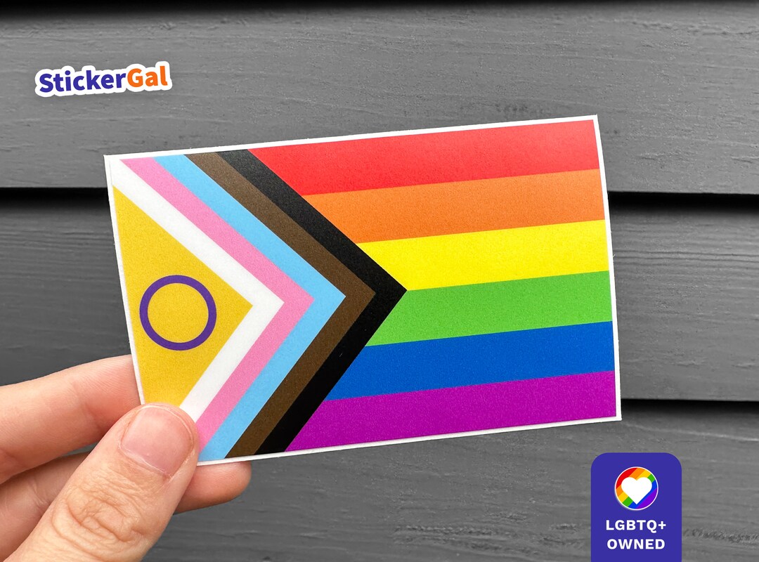 Progress Pride Flag Bumper Sticker | Intersex Inclusive 2021 Progress ...