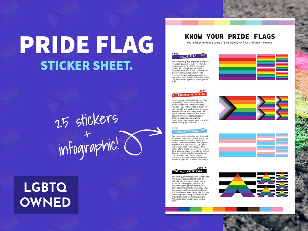 Pride Flag Informational Sticker Sheet - Pride Sticker Pack - LGBTQ ...
