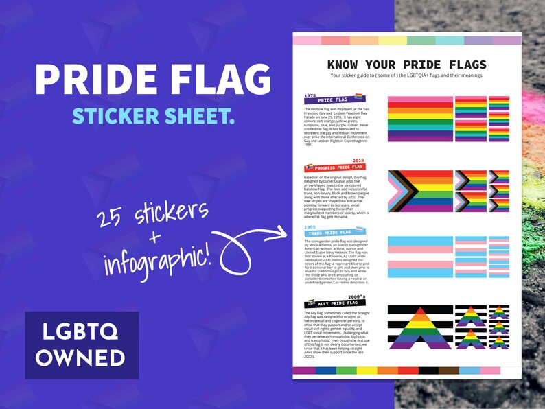 Pride Flag Sticker Sheet Pride Sticker Pack LGBTQ Owned - Etsy
