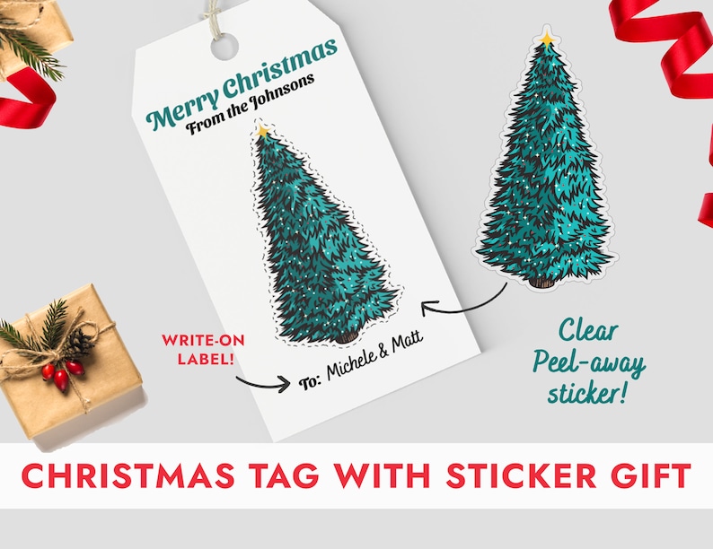 Personalized Christmas Gift Tags With Waterproof Tree Sticker | Holiday ...