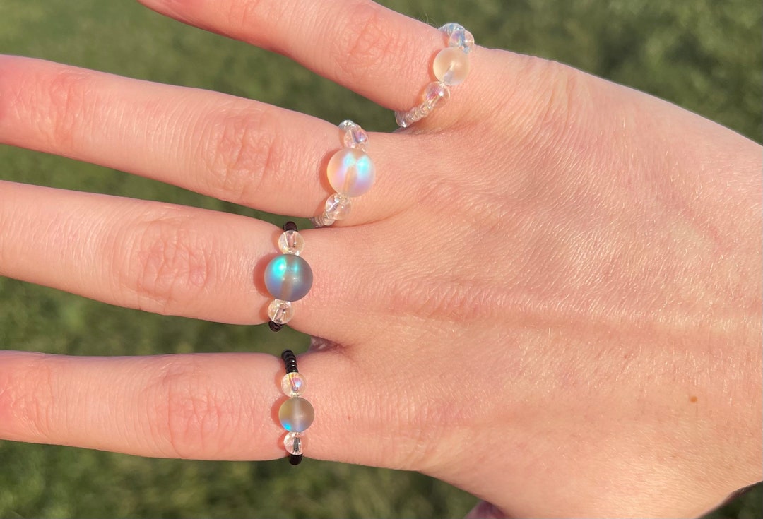 Mermaid Glass Bead Rings - Etsy